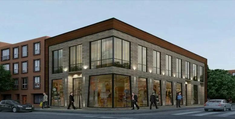 Construction Finishes at 2-story Commercial Building on the Corner of ...